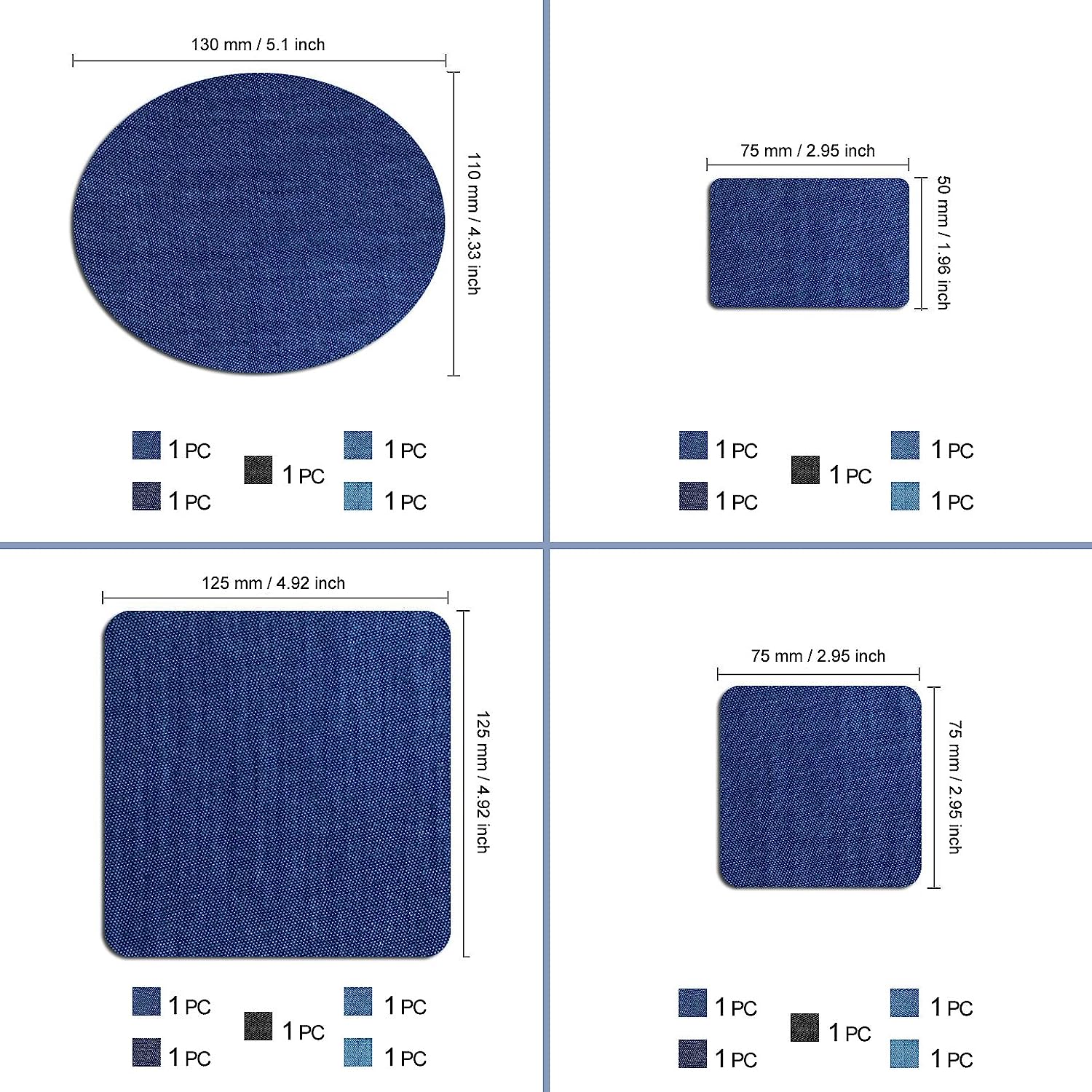 Set 25 patch-uri denim, Textil, Albastru/Negru - eMAG.ro