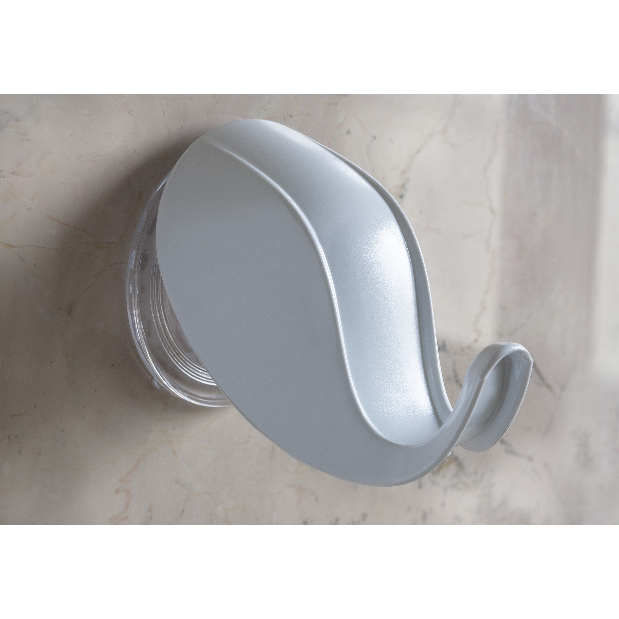 Set 2 carlige, cu ventuza, pentru haine si prosoape, alb, 7,1x9,1x7,3 ...