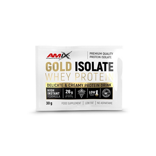 Proteina din zer, Amix, Gold Whey Protein Isolate, Vanilie Naturala, 30 ...
