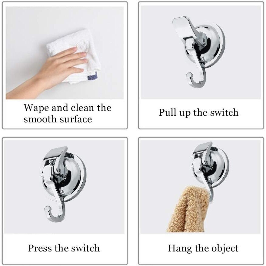 Set 2 agatatori cu ventuza, PVC/Cauciuc, Argintiu/Negru - eMAG.ro