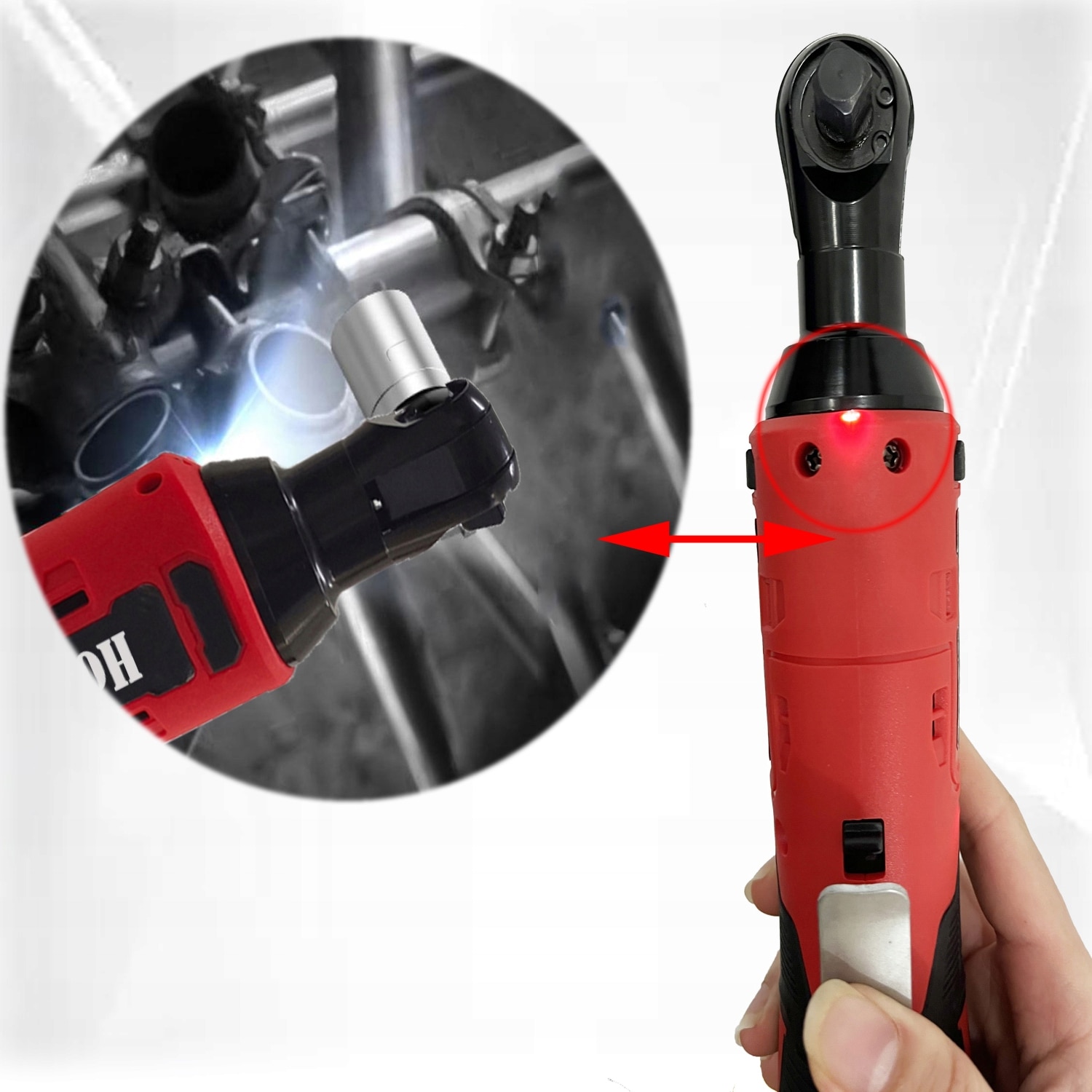 Cheie electrica cu clichet Hooha, 3/8", 230 RPM, 12 V, 2000 mAh, Negru ...