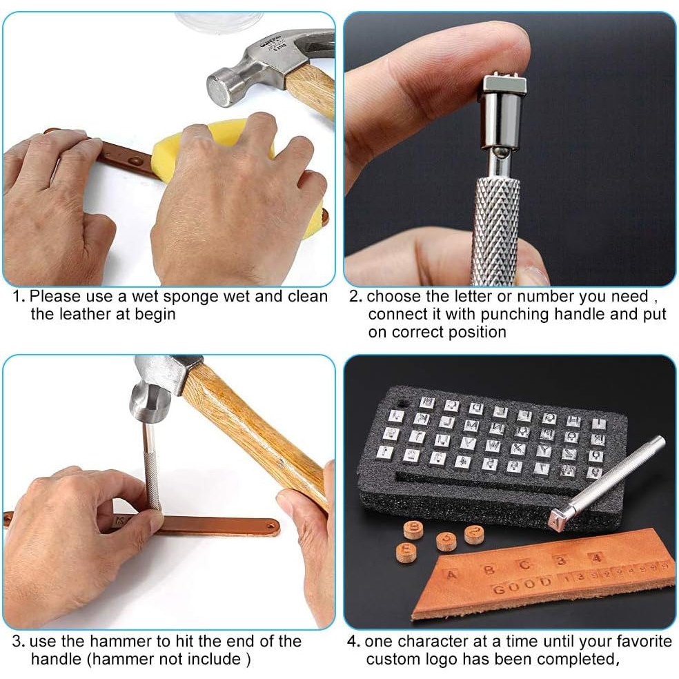 Instrumente de stantare pentru piele, Metal, 37 buc, Argintiu - eMAG.ro