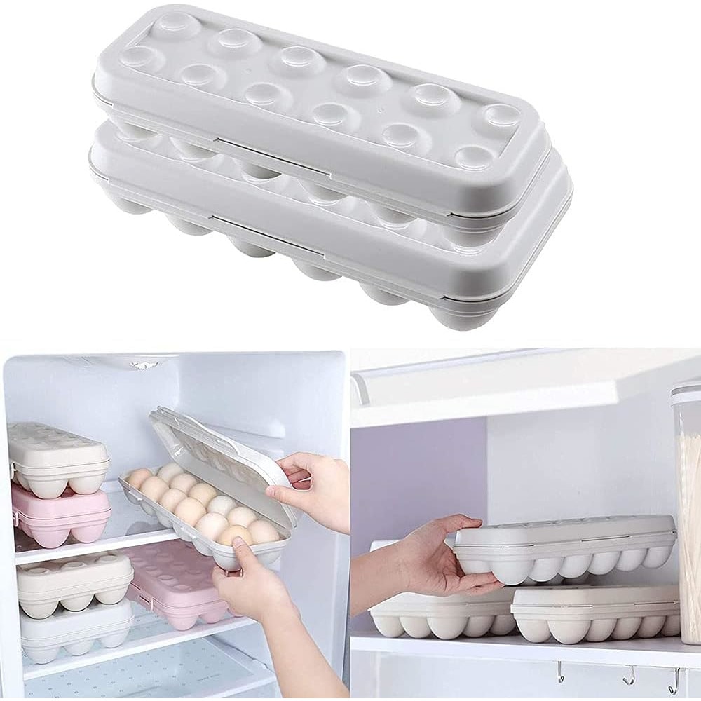 Set 2 cofraje oua, Plastic, 12 oua/cofraj, 30 x 11 x 6.5 cm, Gri - eMAG.ro