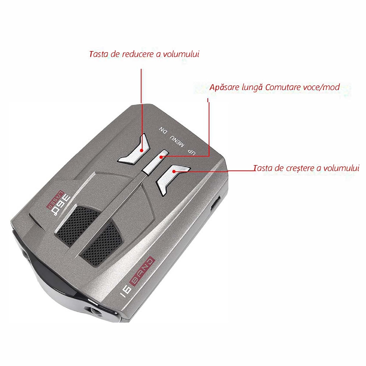 Detector radar auto cu 16 benzi cu afisare display led si alerta voce ...