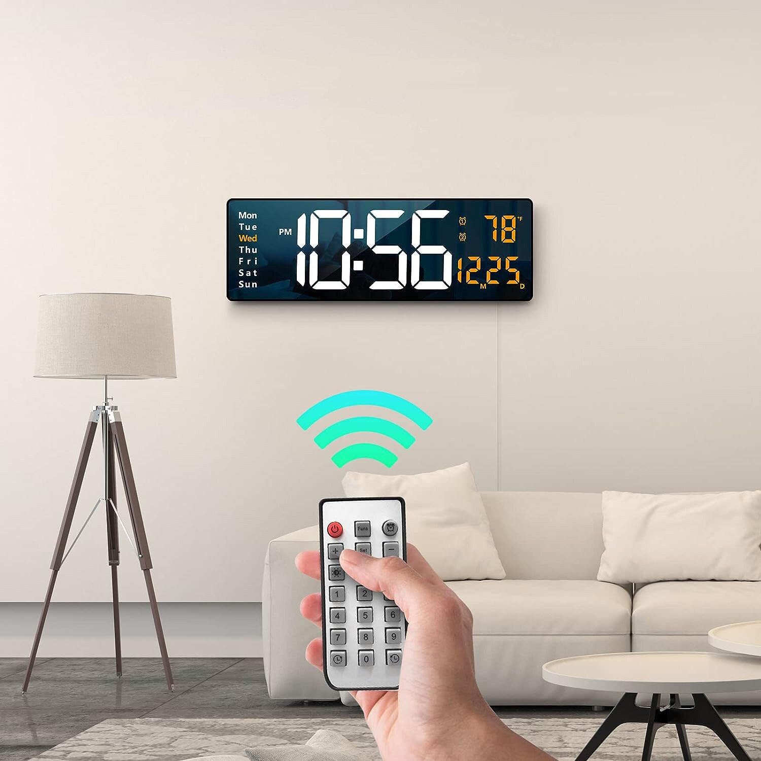 Ceas Digital de Perete cu Led, Sundiguer, Cu telecomanda, Calendar ...