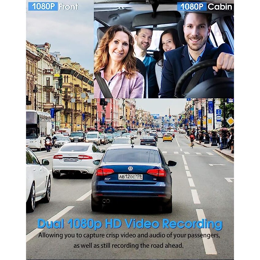 Camera auto de bord DVR duala frontala/interior, Qyntech®, Card memorie ...