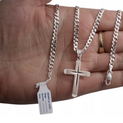 Lantisor barbati, Amor, Argint 925, Pandantiv cruce, 3.80mm x 60cm ...