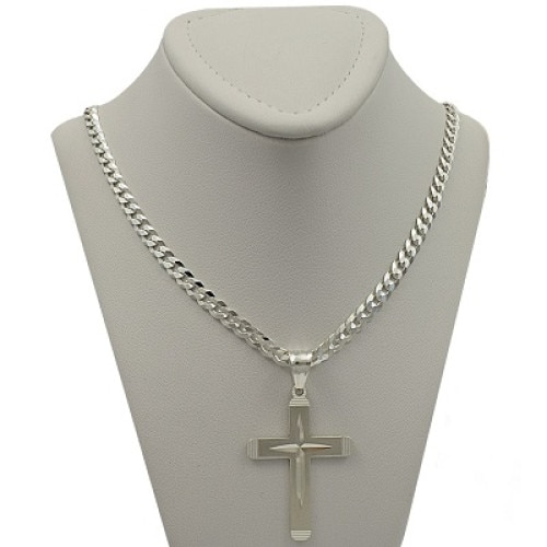 Lantisor barbati, Amor, Argint 925, Pandantiv cruce, 3.80mm x 60cm ...