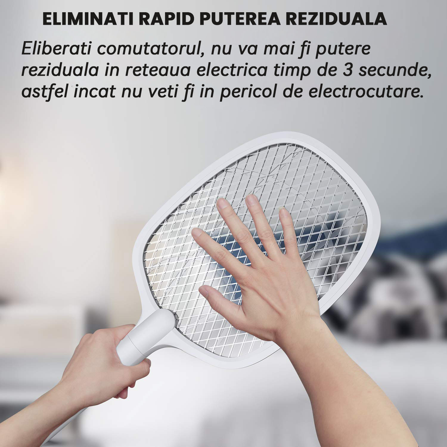 Paleta electrica anti tantari si insecte 2IN1cu lumina inclusa, stativ ...