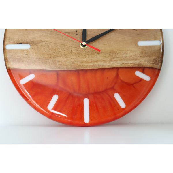 Ceas de perete, din lemn si rasina epoxidica, Lemnoor, ø 30 cm - eMAG.ro