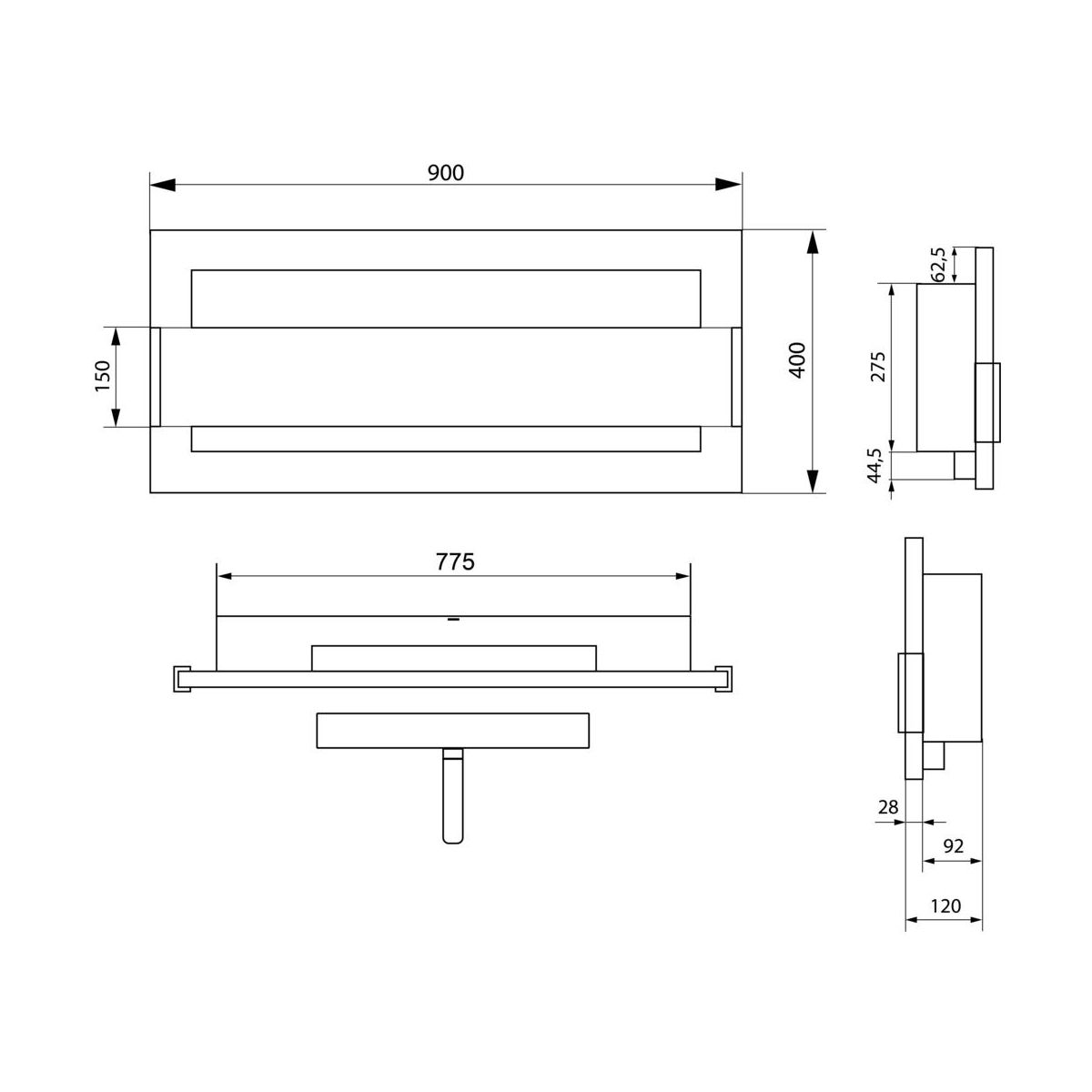 Bio Semineu cu biocombustibil Nice-House 900x400mm. Biosemineu cu ...