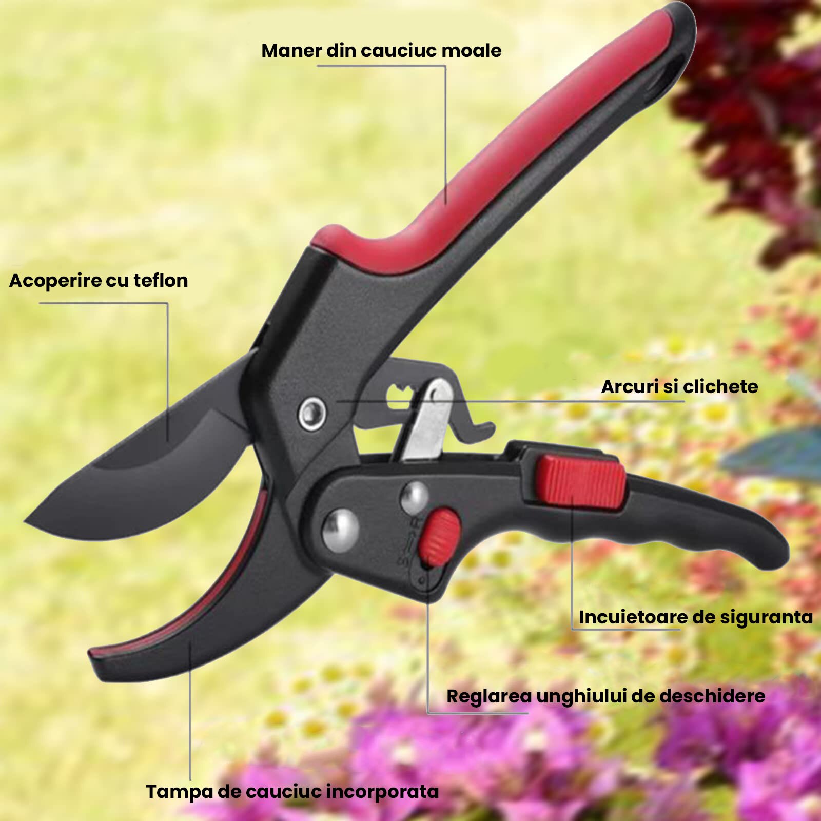 Foarfeca de gradina pentru lemn uscat si toaletare crengi, Amtok, cu ...