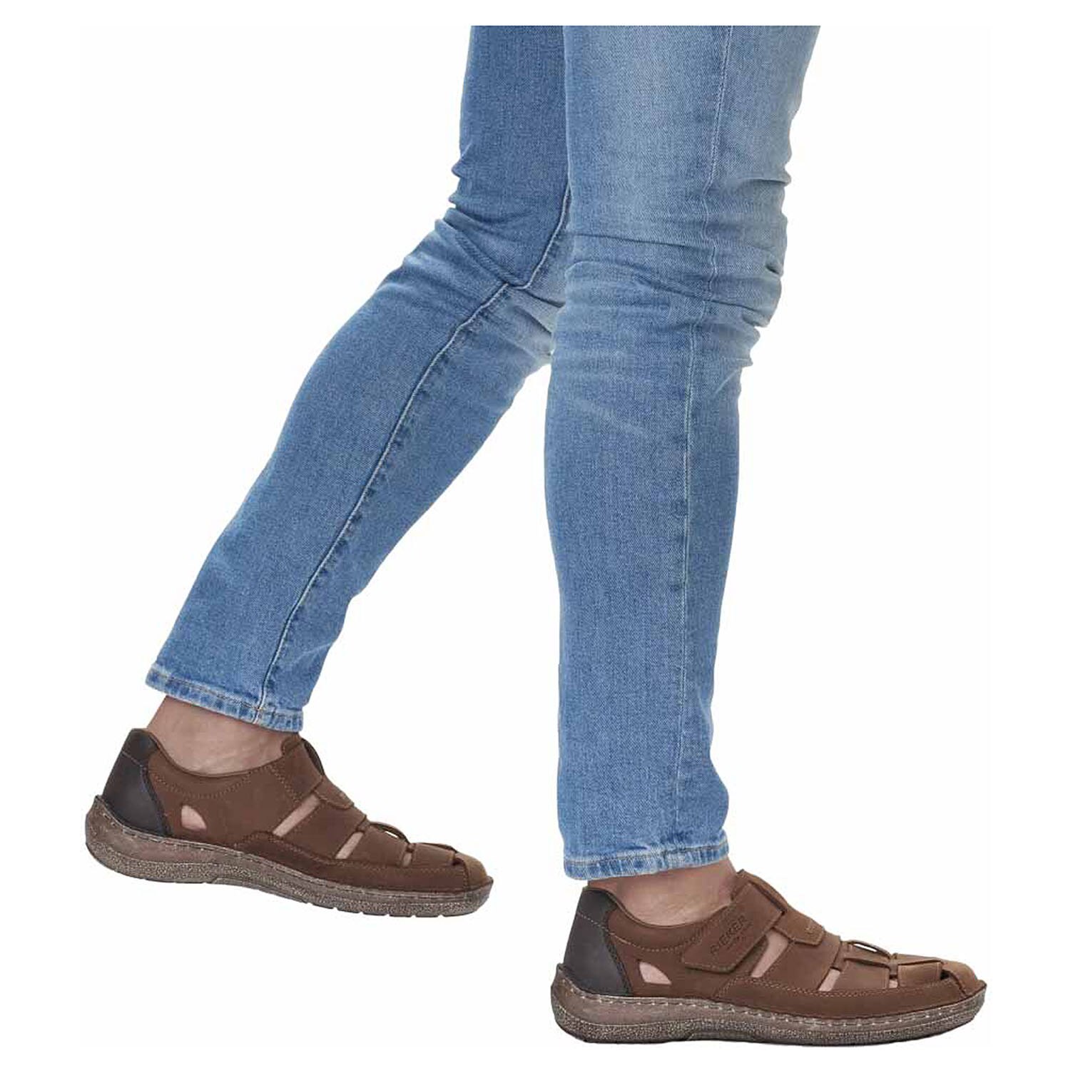 Sandale barbati, Rieker 03078-25, piele naturala, maro, 46 - eMAG.ro