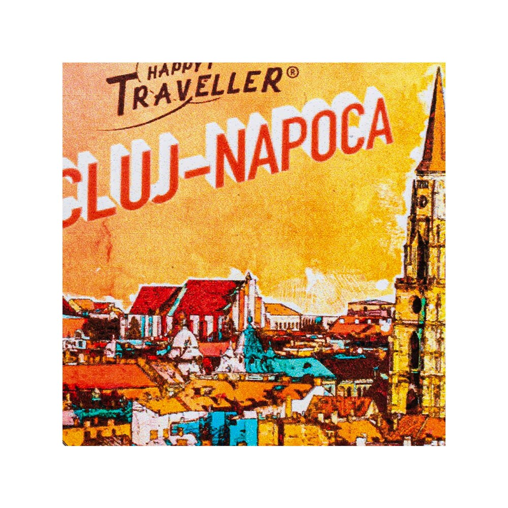 Suport pahar din lemn, patrat, imagine Catedrala Ortodoxa Cluj-Napoca ...