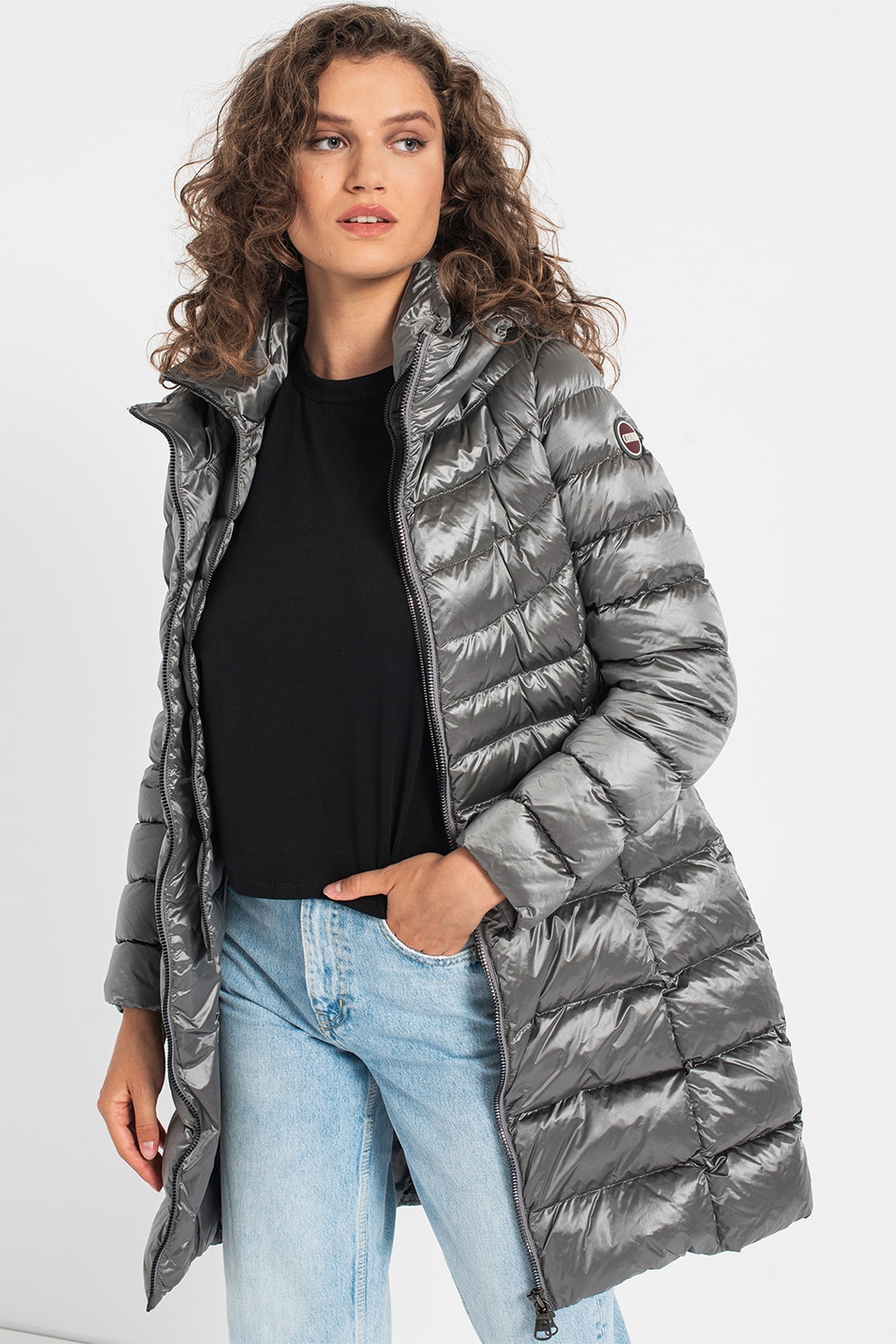 Colmar, Geaca cu umplutura de puf si model 2 in 1 Friendly, Argintiu ...
