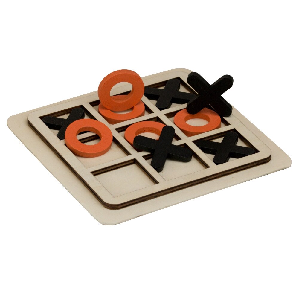 Joc logica TIC TAC TOE, tip X si 0, lemn, portocaliu-negru, OnemisFlot ...
