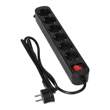 Prelungitor cu 6 prize, Schuko, 3 m, Negru - eMAG.ro