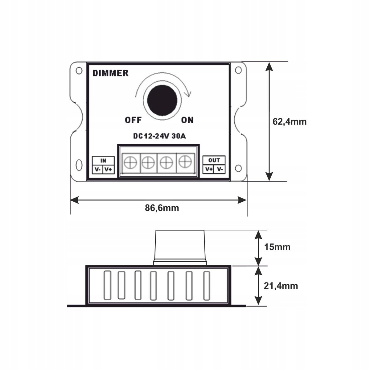 DIMMER LED, MANUAL, 30A, 12V, 24V, 360W, METAL - eMAG.ro