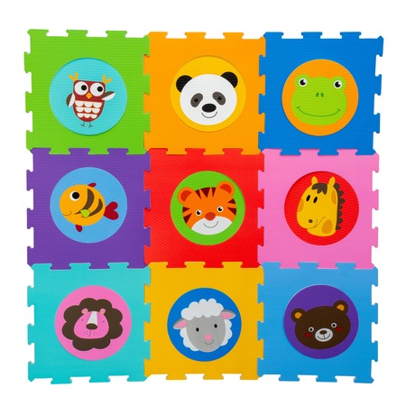 Covoras de spuma, puzzle de podea, culori de animale, 96x96, Smily Play ...
