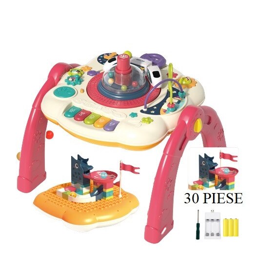 Masuta interactiva, muzicala, 2 in 1, cu 2 fete, centru de activitati ...