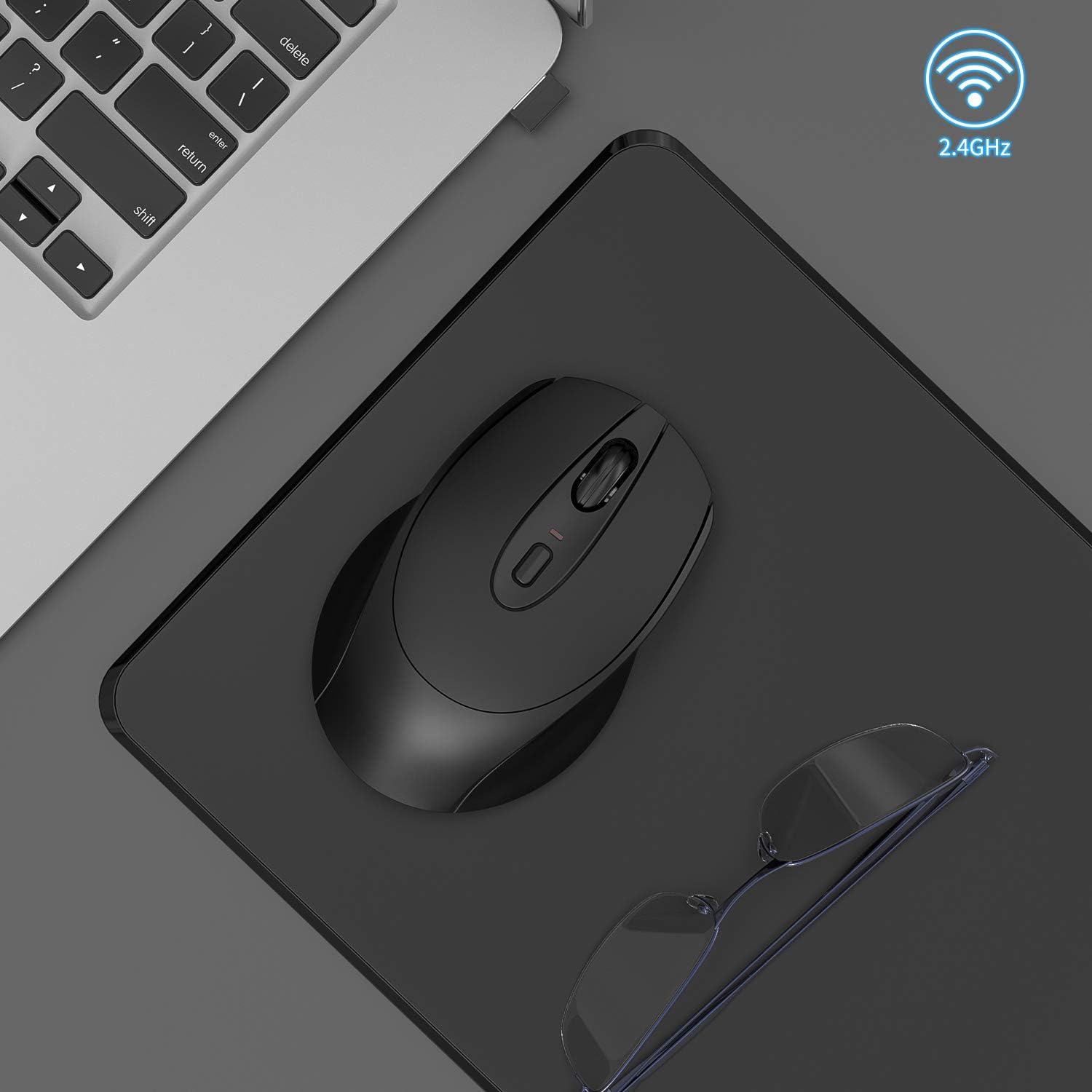 Mouse fara fir, 2.4GHz, Silentios, Negru - eMAG.ro