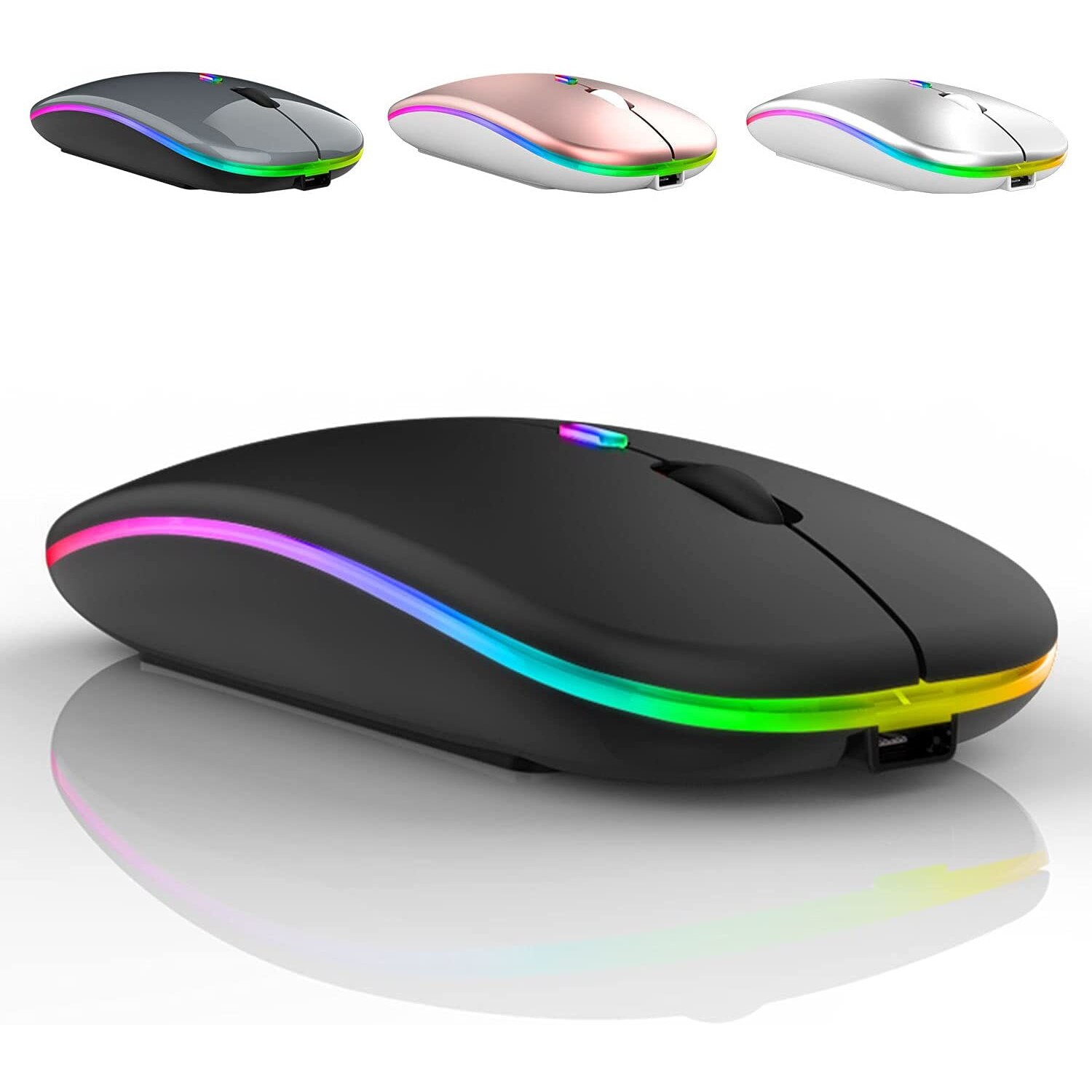 Mouse reincarcabil, Silentios, Fara fir, LED, Negru - eMAG.ro