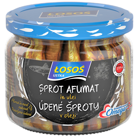 Conserva Sprot afumat in ulei de rapita la borcan, 250gr, Losos Ustka ...