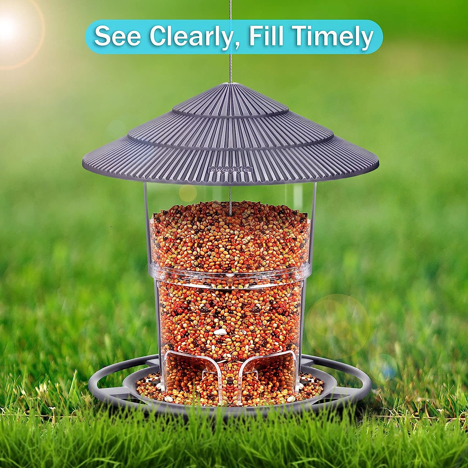 Set 2 hranitoare pentru pasari, Plastic, Gri - eMAG.ro