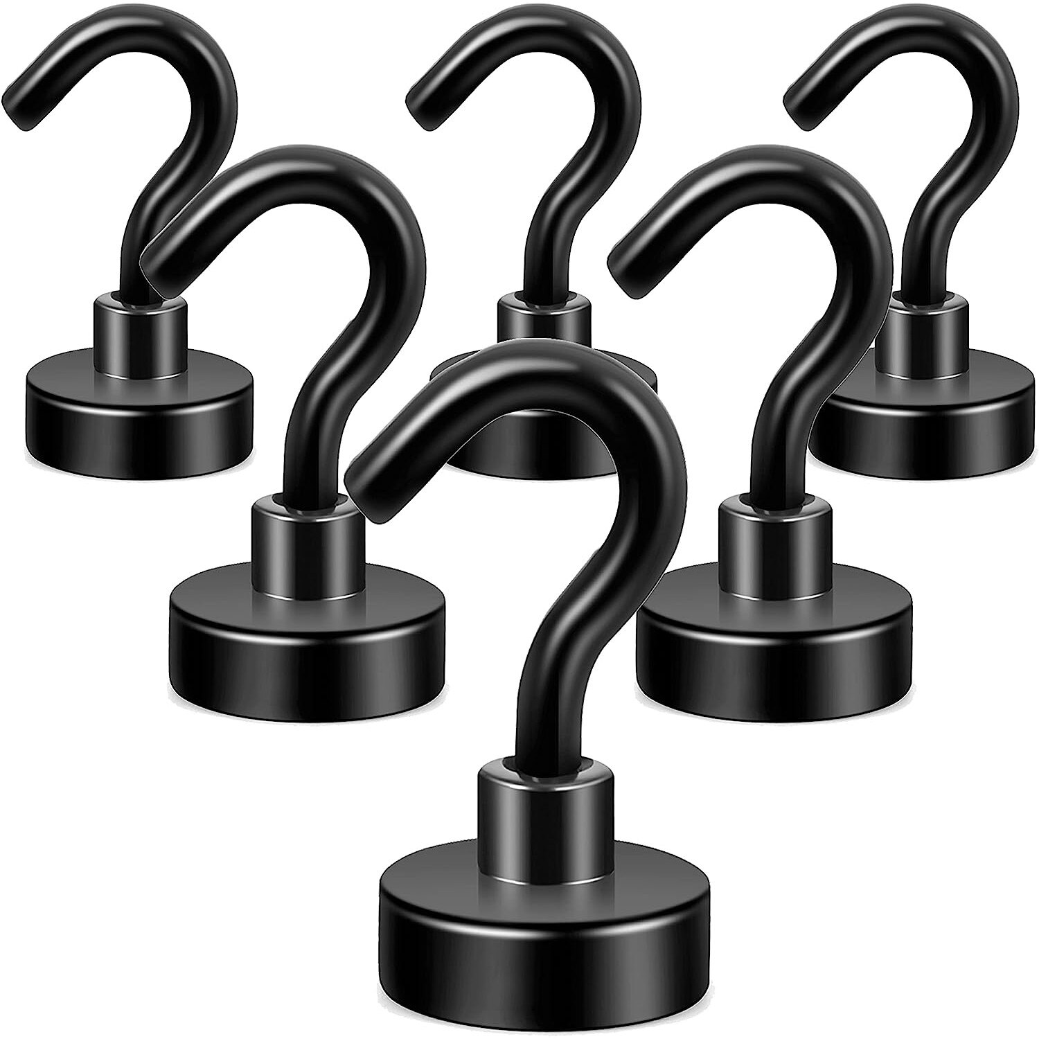 Set 10 carlige magnetice, JENUOS®, rezistenta agatare 10 kg, Negru ...