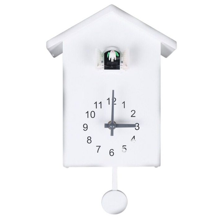 Ceas de perete Tick-Tock Cuckoo, cu cuc, alb - eMAG.ro