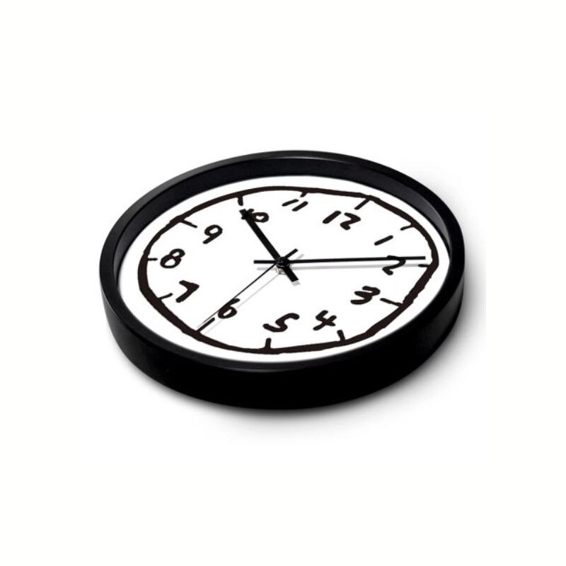 Ceas de perete, Mindblower, design Desen de copil, 30 cm, negru si alb ...