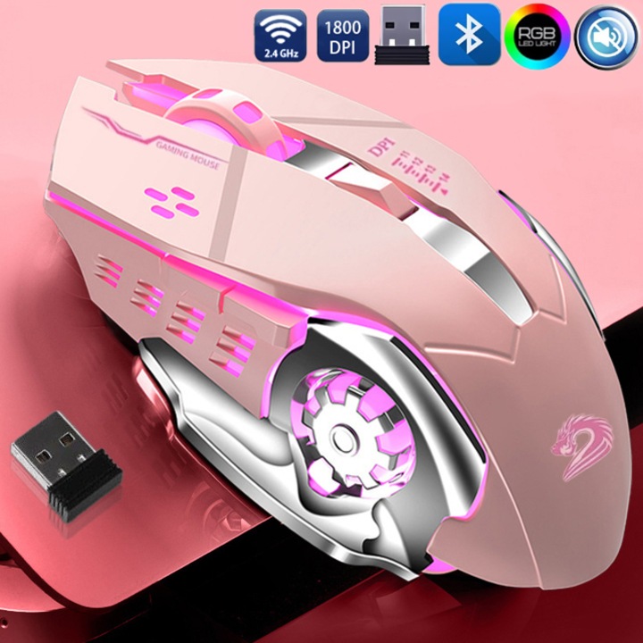 Mouse gaming, Excitat®, Receptor USB, 7 culori cu LED-uri, Mouse ...