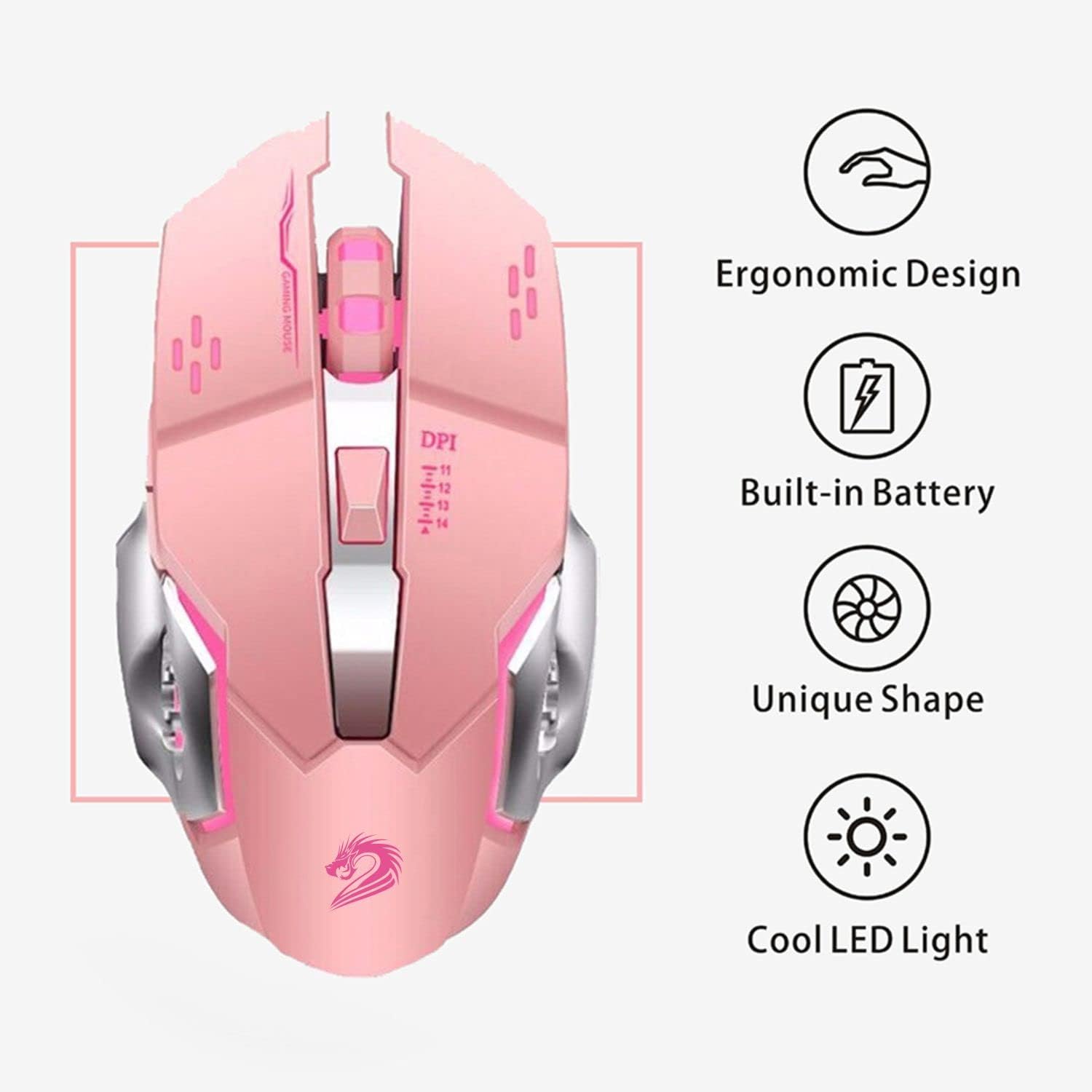 Mouse gaming, Excitat®, USB, 7 culori cu LED-uri, Roz - eMAG.ro