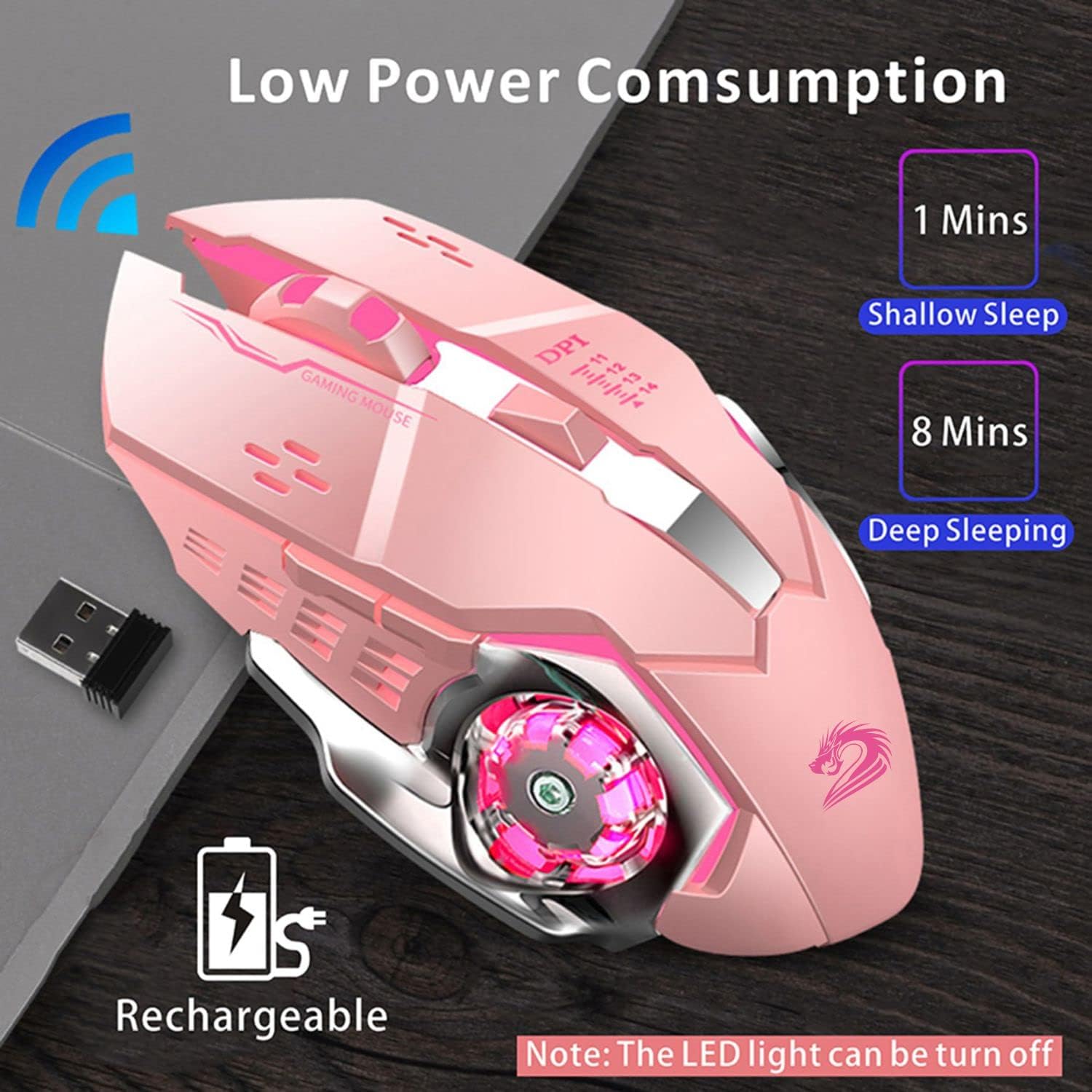 Mouse gaming, Excitat®, USB, 7 culori cu LED-uri, Roz - eMAG.ro