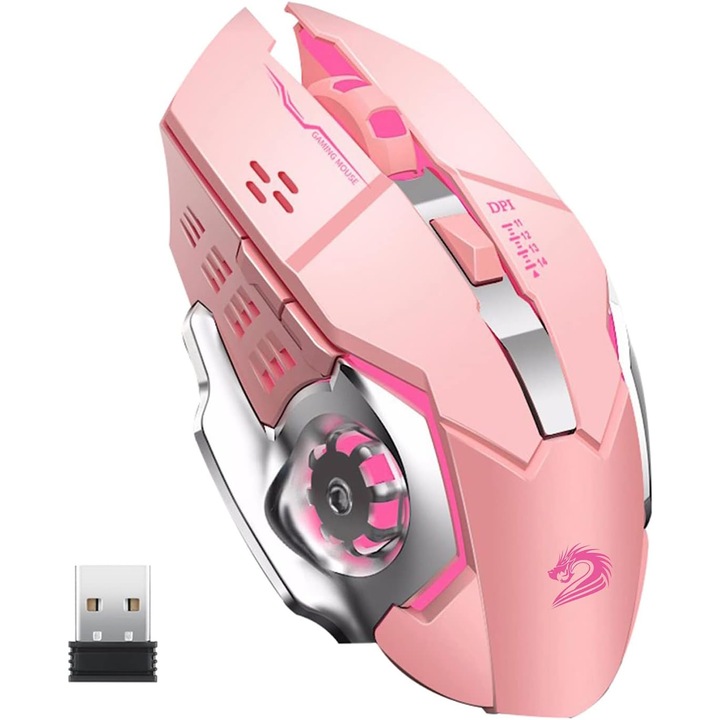 Mouse gaming, Excitat®, USB, 7 culori cu LED-uri, Roz - eMAG.ro