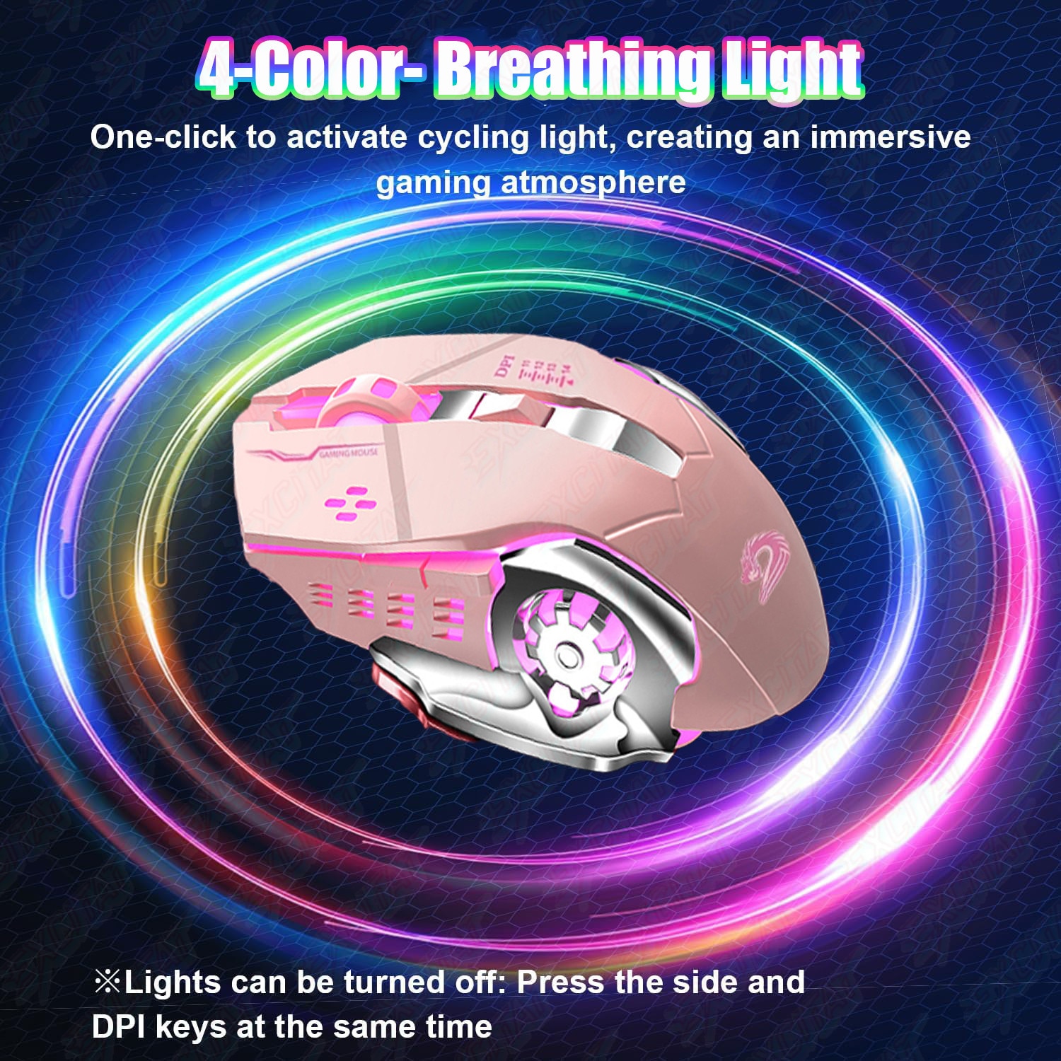 Mouse gaming, Excitat®, Receptor USB, 7 culori cu LED-uri, Mouse ...