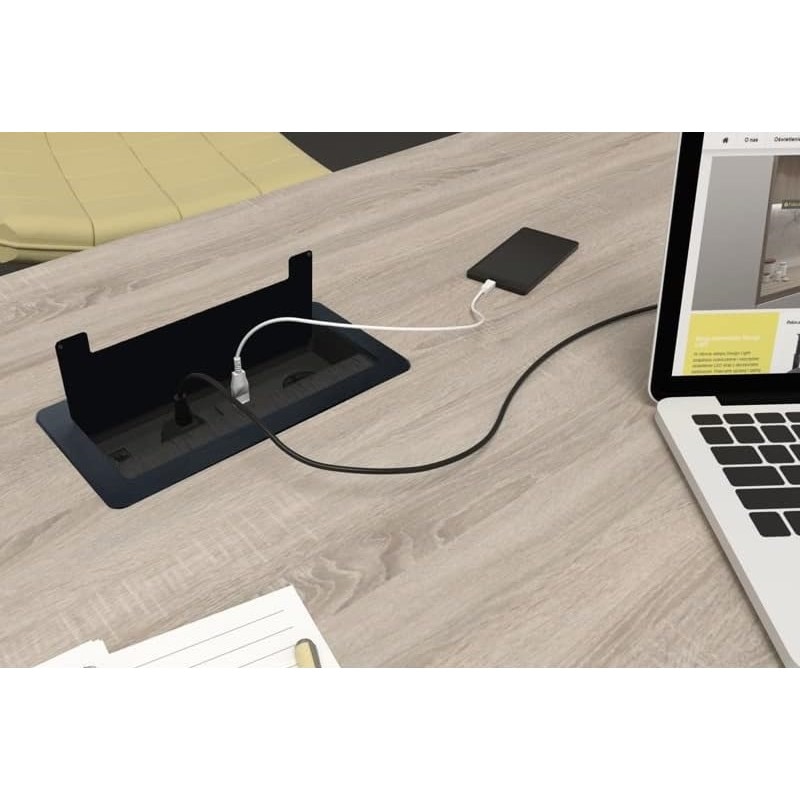 Priza incorporabila Inbox cu 2 prize Schuko,1 port HDMI, 1 port RJ45, 1 ...