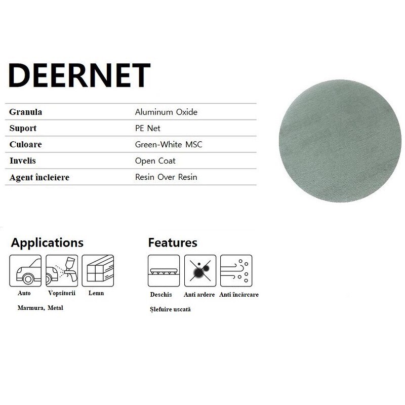 Disc plasa abraziva DEERNET, 150 mm, granulatie 400, 5 buc/set ...