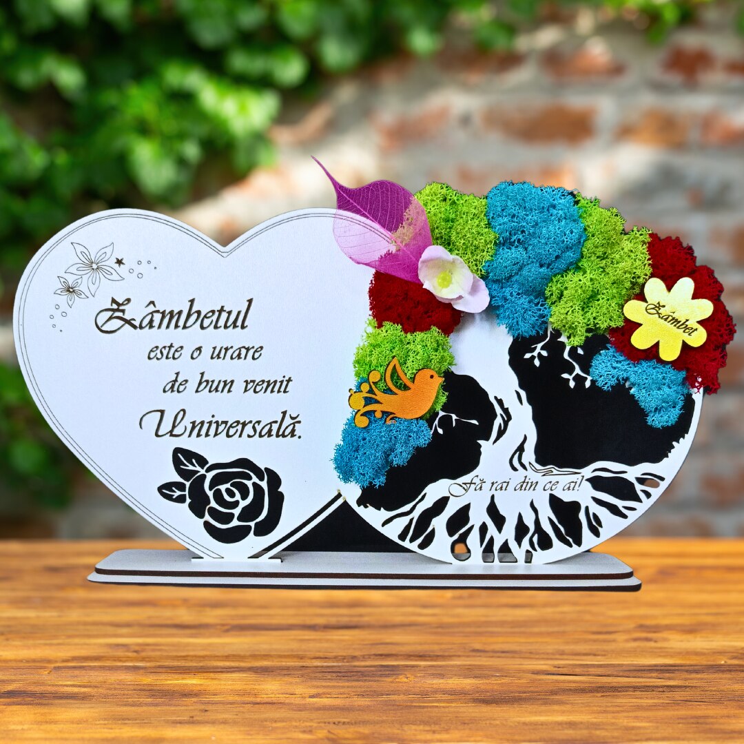 Decoratiune Copacul Vietii cu Inima personalizata cu mesaj gravat ...