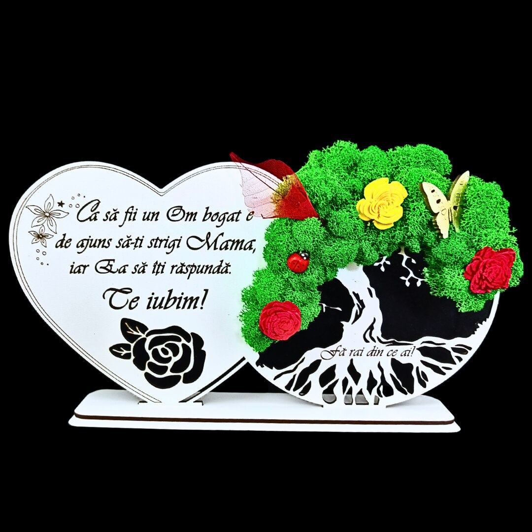 Decoratiune Copacul Vietii cu Inima personalizata cu mesaj gravat ...