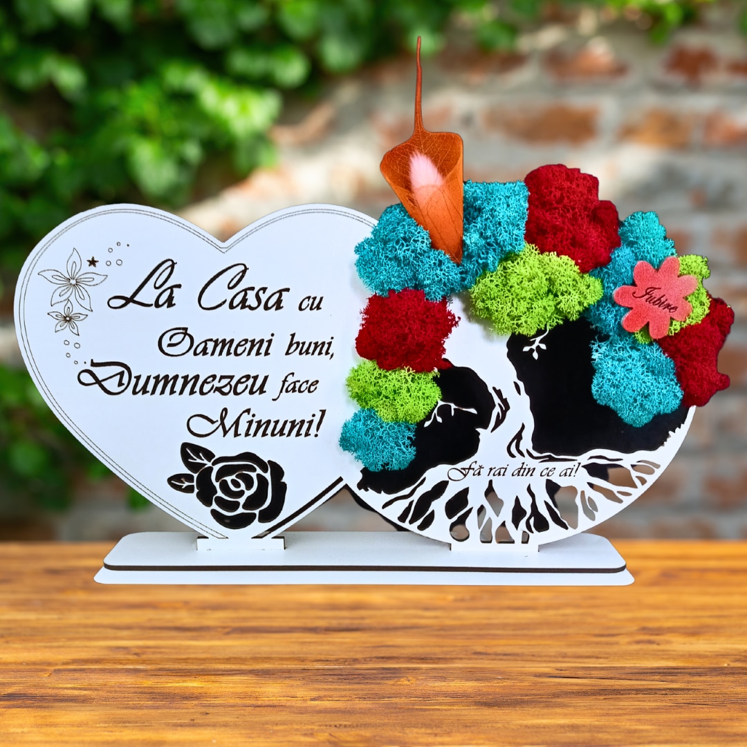 Decoratiune Copacul Vietii cu Inima personalizata cu mesaj gravat ...
