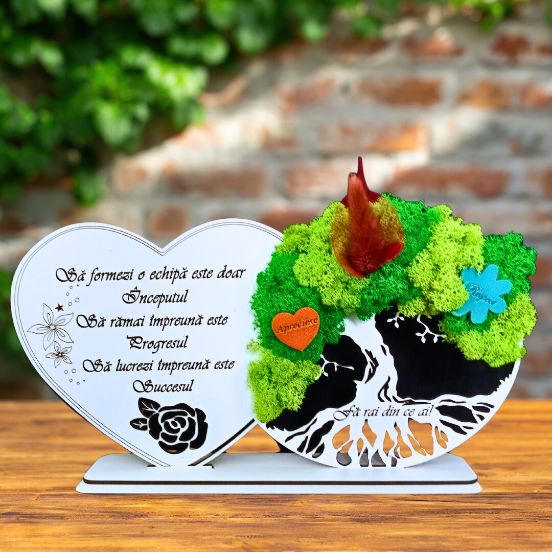 Decoratiune Copacul Vietii cu Inima personalizata cu mesaj gravat ...