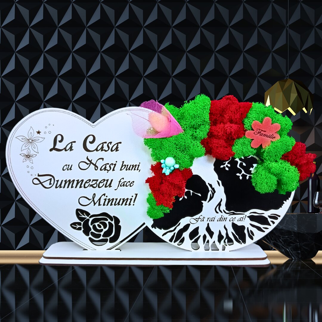 Decoratiune Copacul Vietii cu Inima personalizata cu mesaj gravat ...