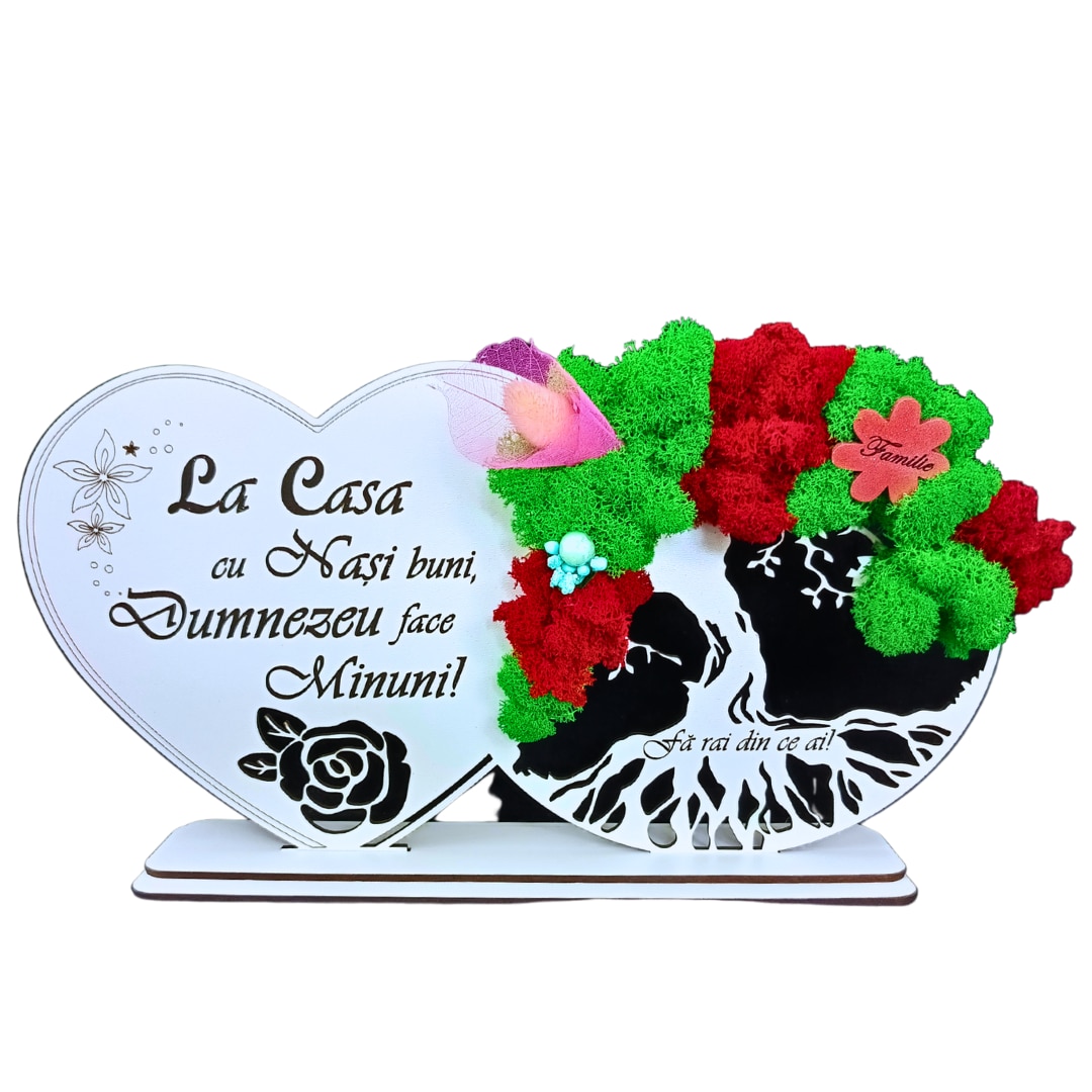 Decoratiune Copacul Vietii cu Inima personalizata cu mesaj gravat ...