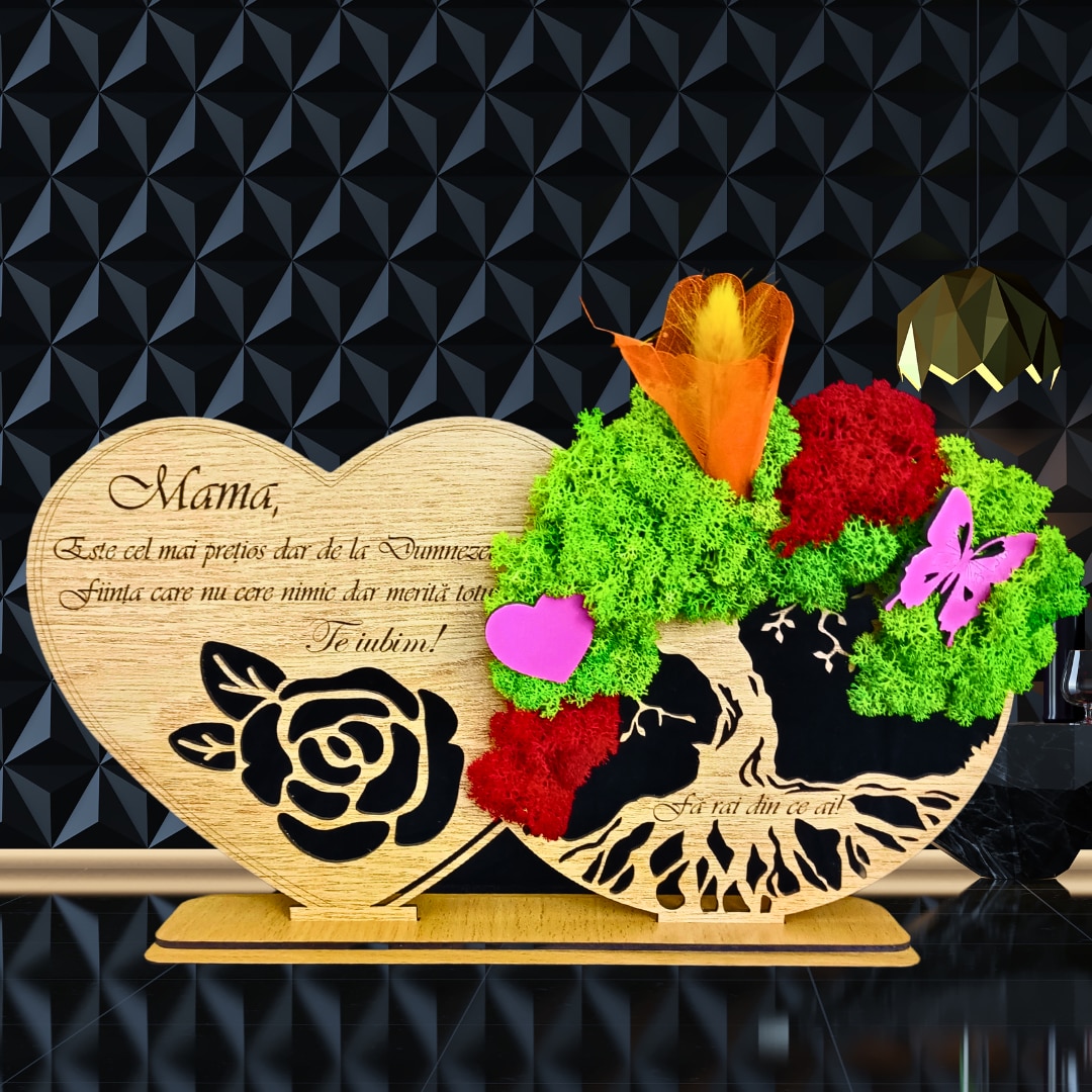 Decoratiune Copacul Vietii cu Inima personalizata cu mesaj gravat ...