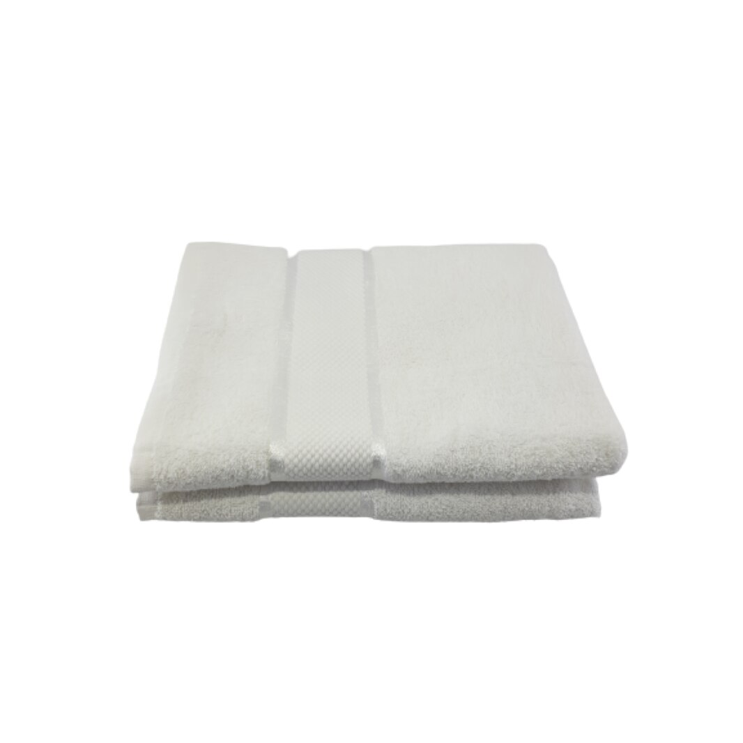 Set 2 prosoape albe pentru baie, 70 x130 cm, 100% bumbac, 400 GSM - eMAG.ro