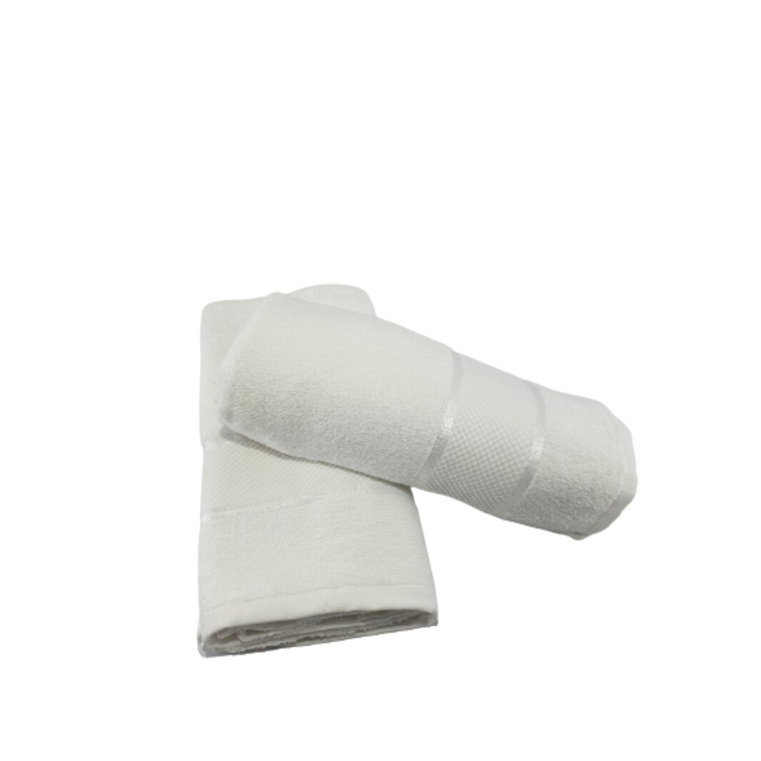 Set 2 prosoape albe pentru baie, 70 x130 cm, 100% bumbac, 400 GSM - eMAG.ro