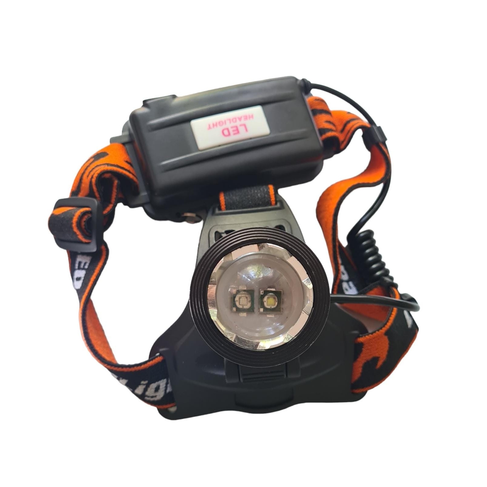 Lanterna pentru cap cu 2 Leduri, lumina fluorescenta si alb rece, zoom ...