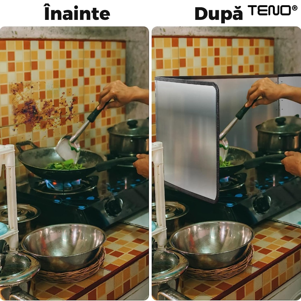 Placa de Protectie Aragaz Anti-Stropi Teno®, panou triplu, pliabila ...