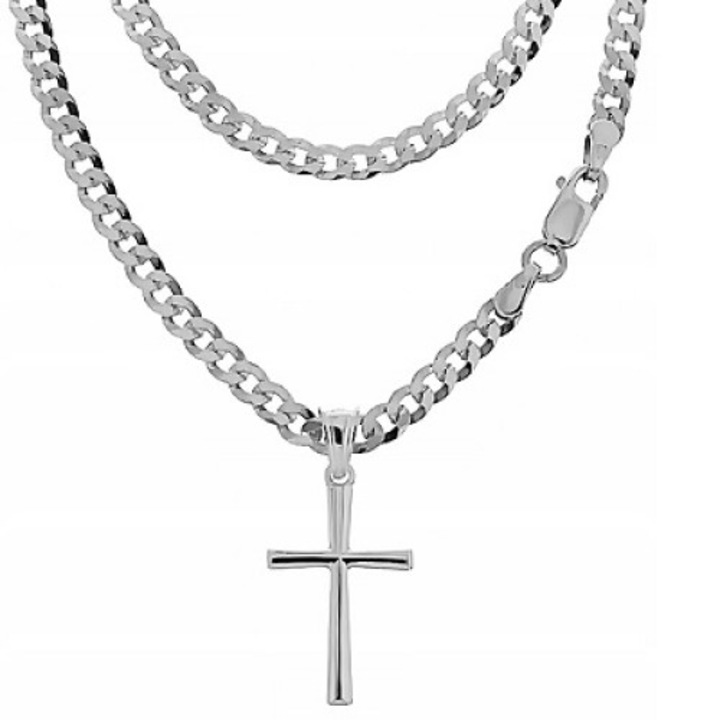 Lantisor barbati, Amor, Argint 925, Pandantiv cruce, 3.80mm x 45cm ...